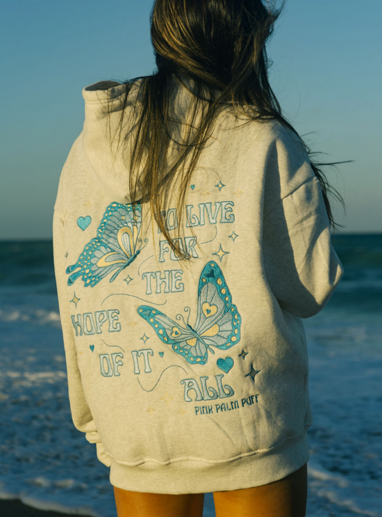 "To Live For the Hope of it All" Oversized Hoodie in Heather White ...