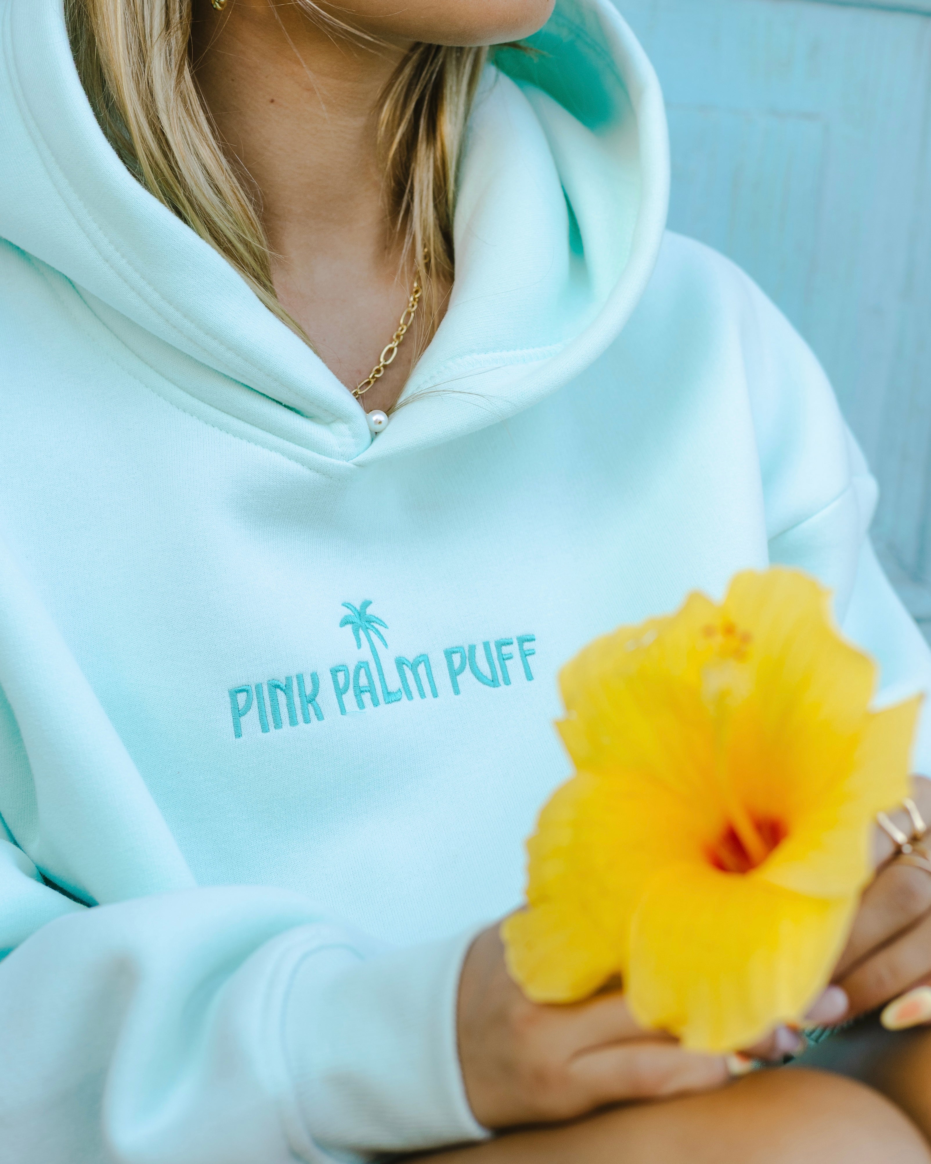 Classic Puff Hoodie in Ocean Air – Pink Palm Puff